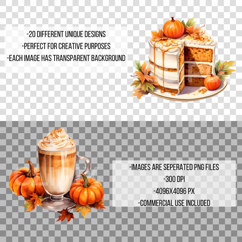 20 Pumpkin Spice Clipart Pack, Fall Holiday Elements, Thanksgiving ...