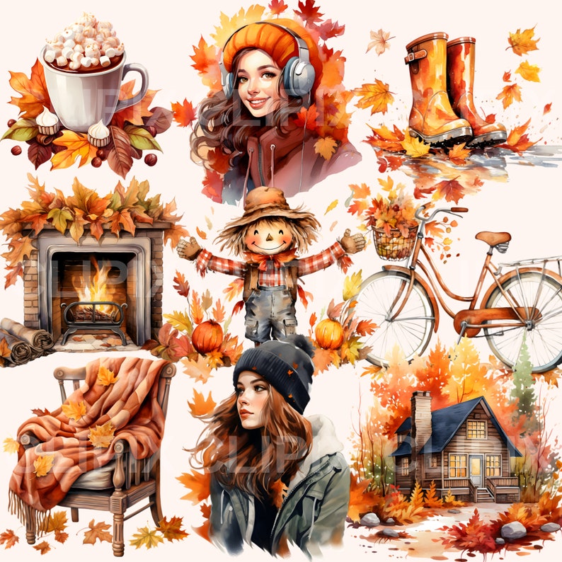 Autumn Dream Clipart Pack, Autumun Png, Cozy Autumn Png, Fall Clipart ...