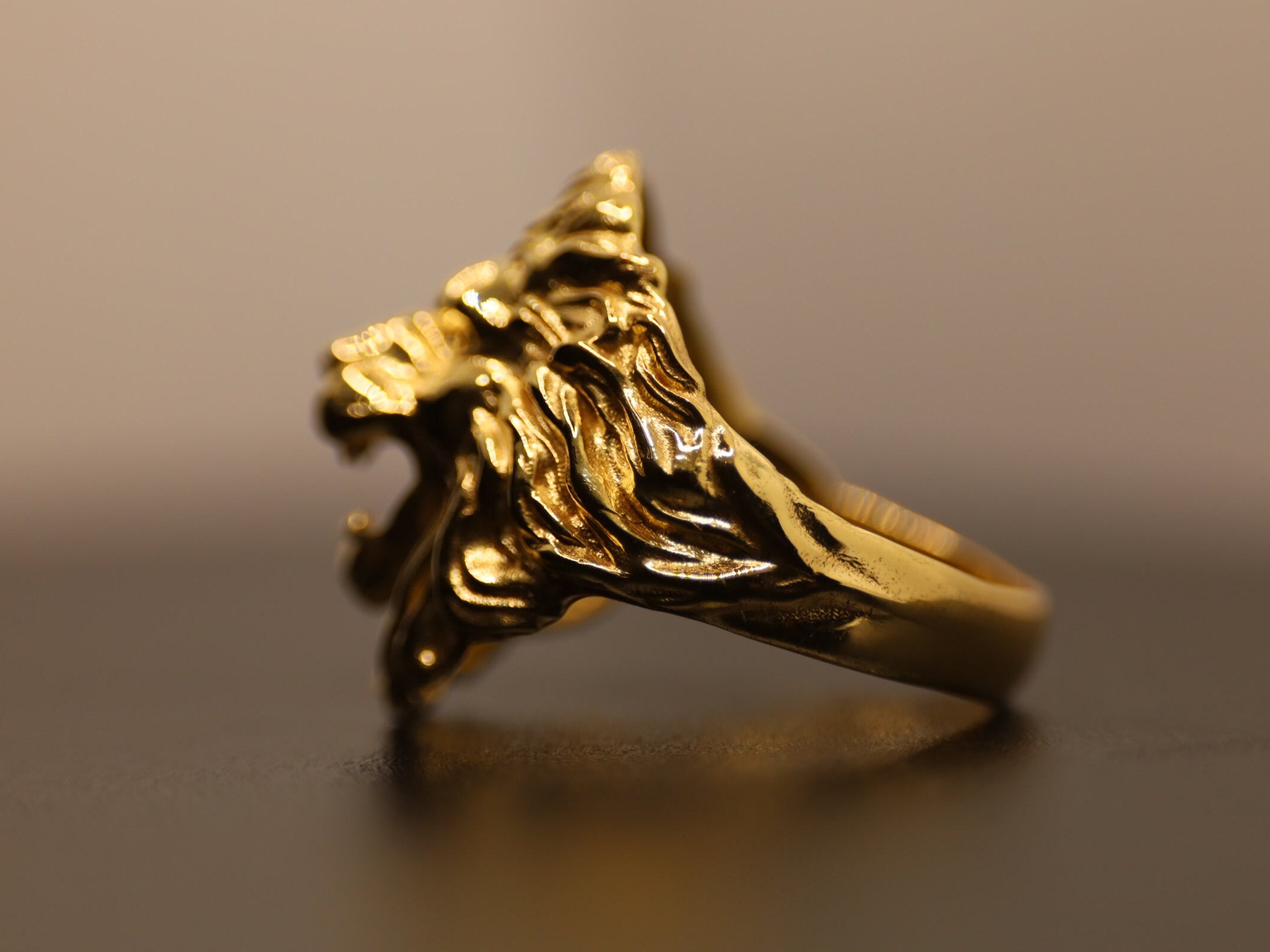 Lion Gold Ring, Wild Animal Ring, Signet Lion Ring, Lion Men's Gold ...
