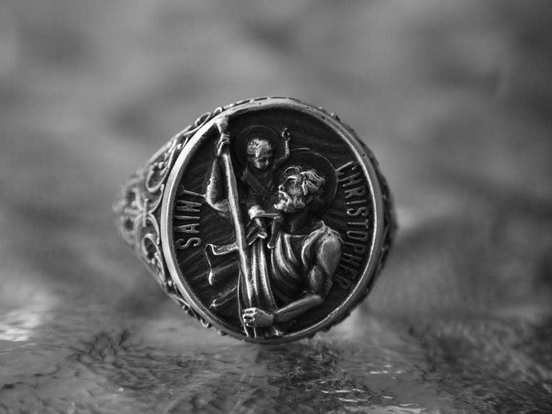Saint Christopher and Baby Jesus Ring, Catholic Jewelry Ring, 925 ...
