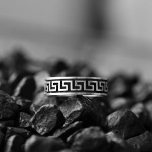 Greek Infinity Ring, Pattern Key Ring, 925 Silver Ring, Greek Key ...