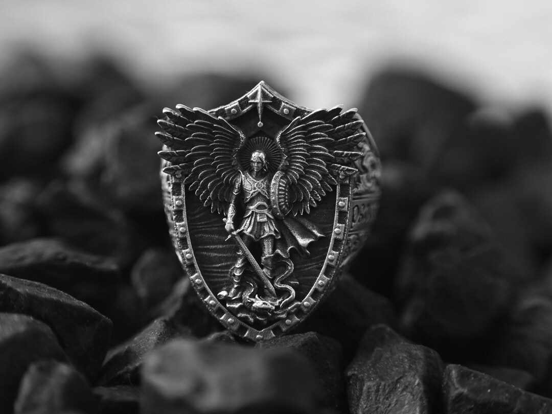 Archangel Michael Silver Ring, Ring Saint Archangel Michael Dragon ...