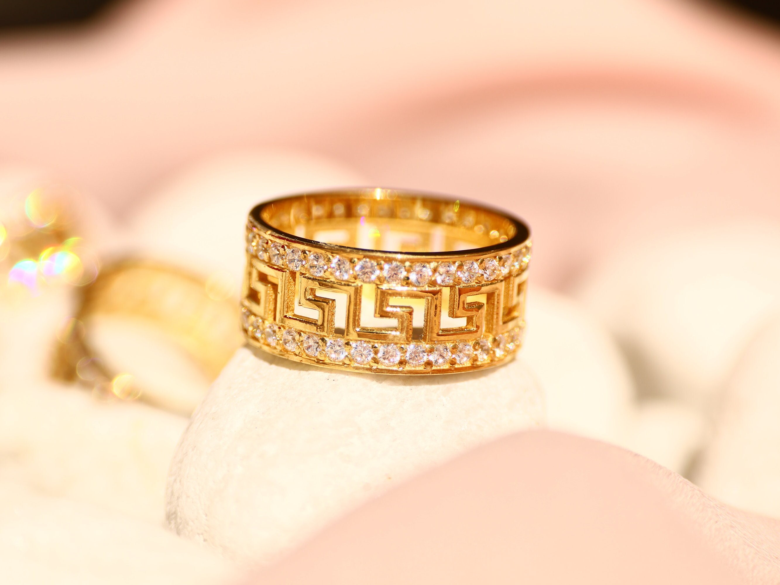 14k Solid Gold Greek Key Ring, Ancient Greek Ring, Eternity Greek Key ...