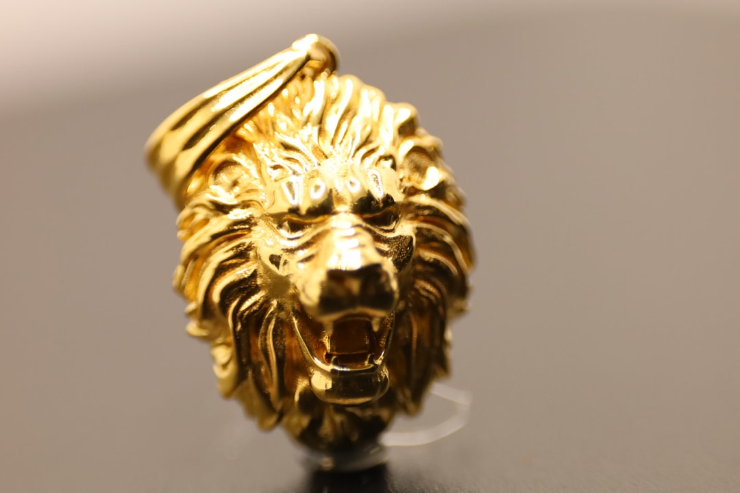 Gold Lion Pendant, Lion of Judah Men Pendant, African Safari Pendant ...