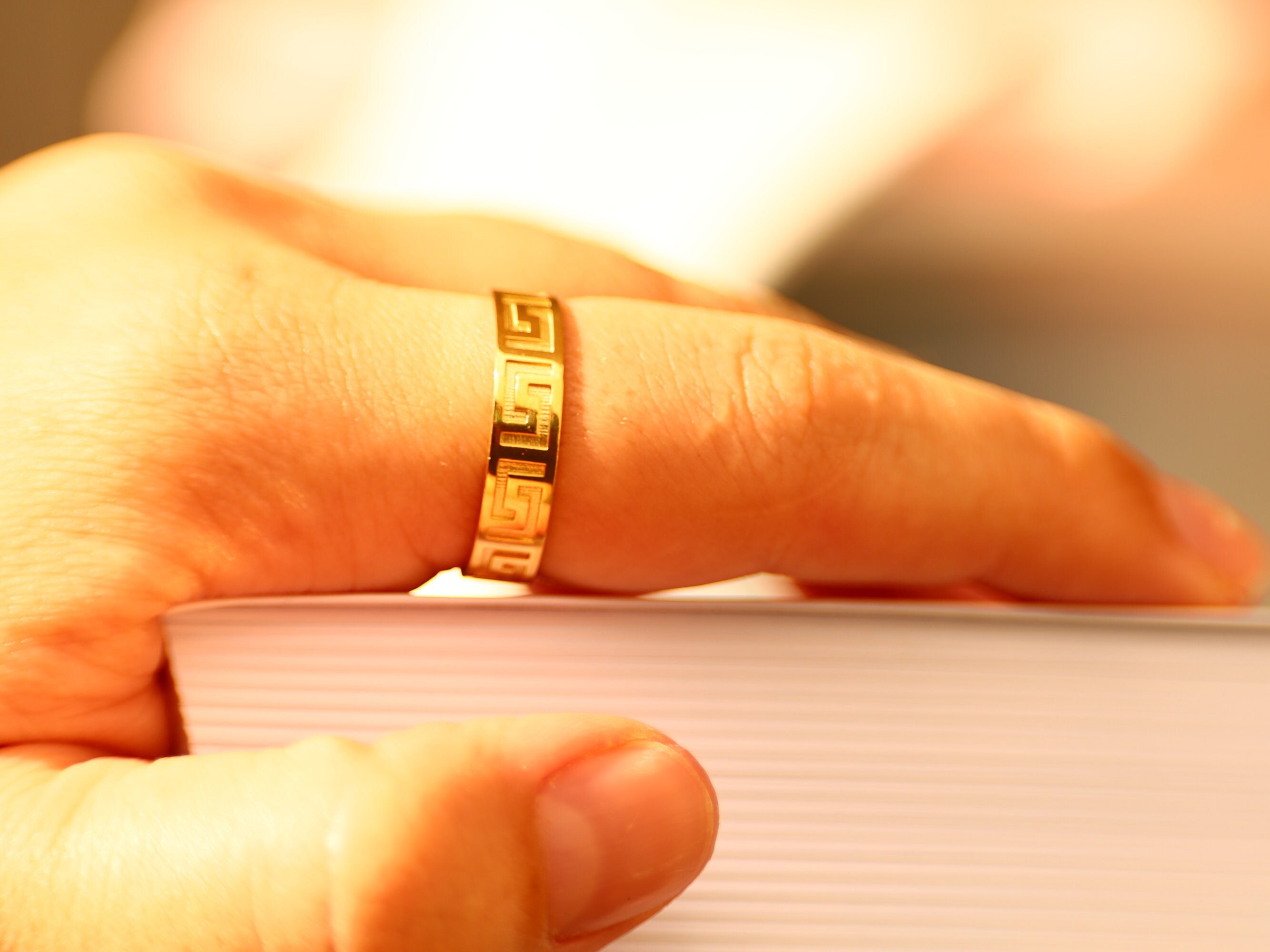 Solid Gold Greek Pattern Band Ring, Ancient Greek Ring, Eternity Greek ...