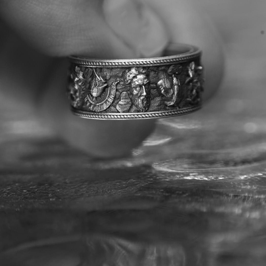 Greek Mythology Band Ring, Greek Olympus Gods Ring, 925 Silver Ring ...