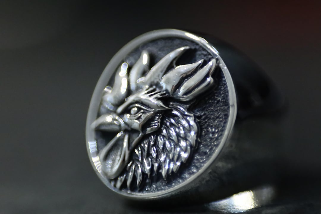 Rooster Ring for Men, 925 Sterling Silver Chicken Rooster Ring ...
