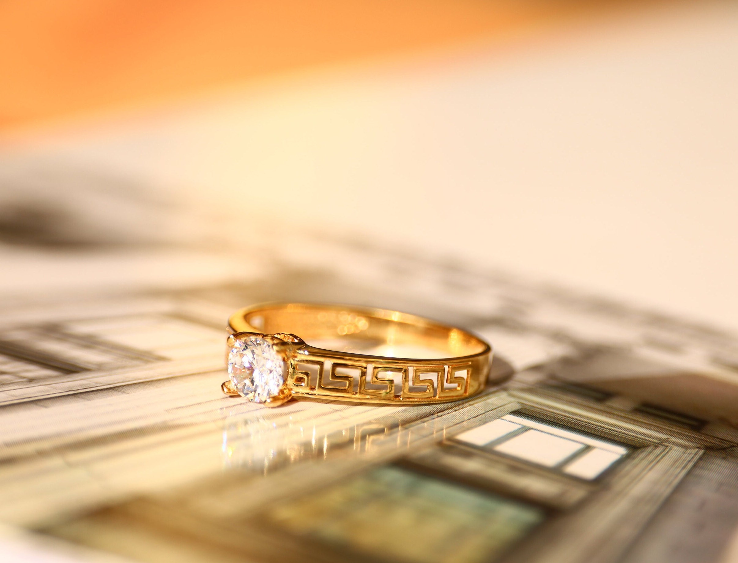 Gold Greek Key Ring, Ancient Greek Ring, Eternity Greek Key Ring, Gold ...