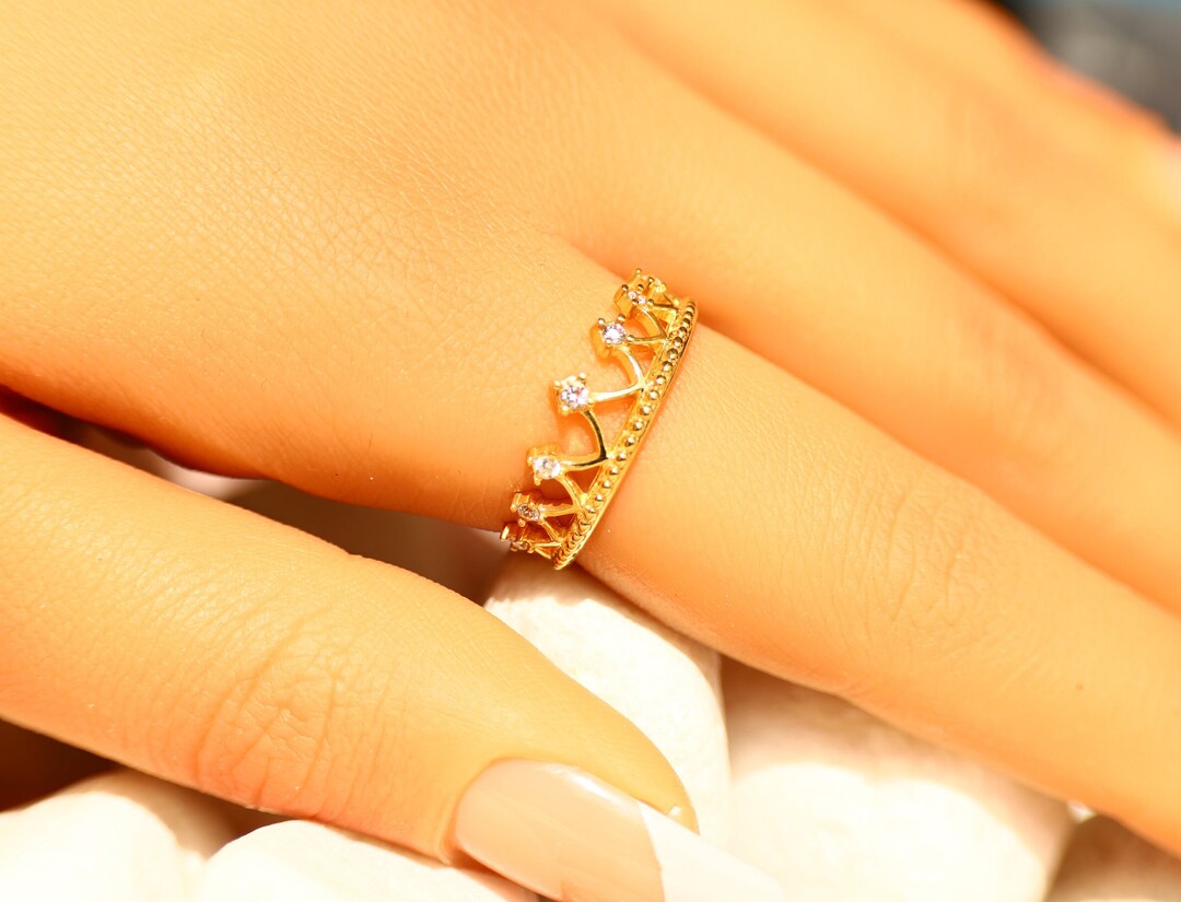 Princess Crown Gold Ring Queen Ring Mother's Gift - Etsy