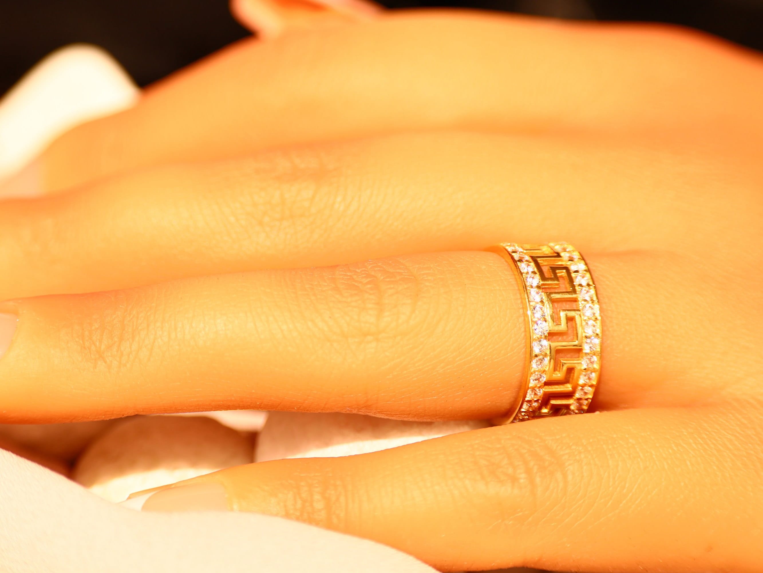 14k Solid Gold Greek Key Ring, Ancient Greek Ring, Eternity Greek Key Ring, Gold Meander Ring ...