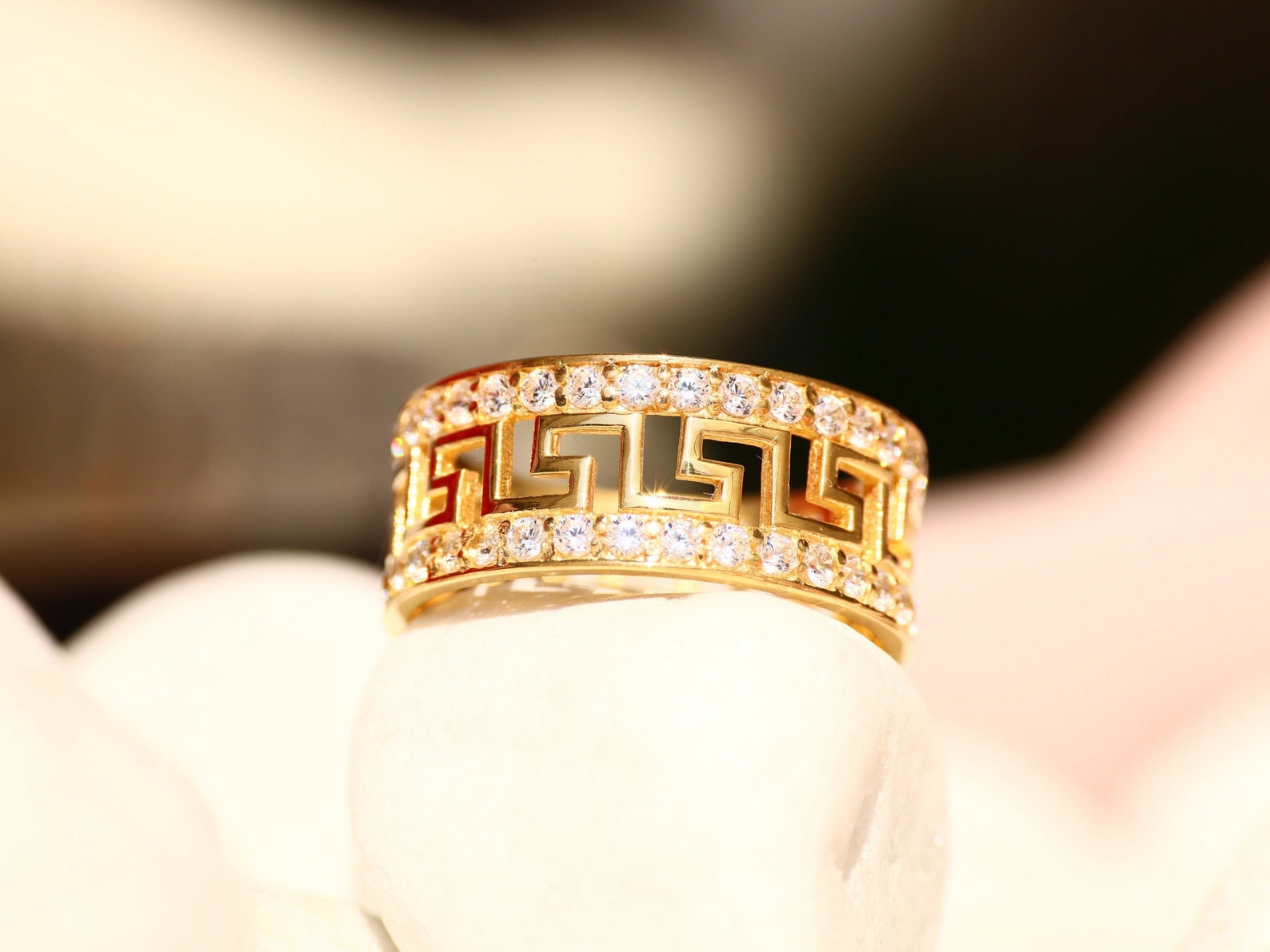 14k Solid Gold Greek Key Ring, Ancient Greek Ring, Eternity Greek Key ...