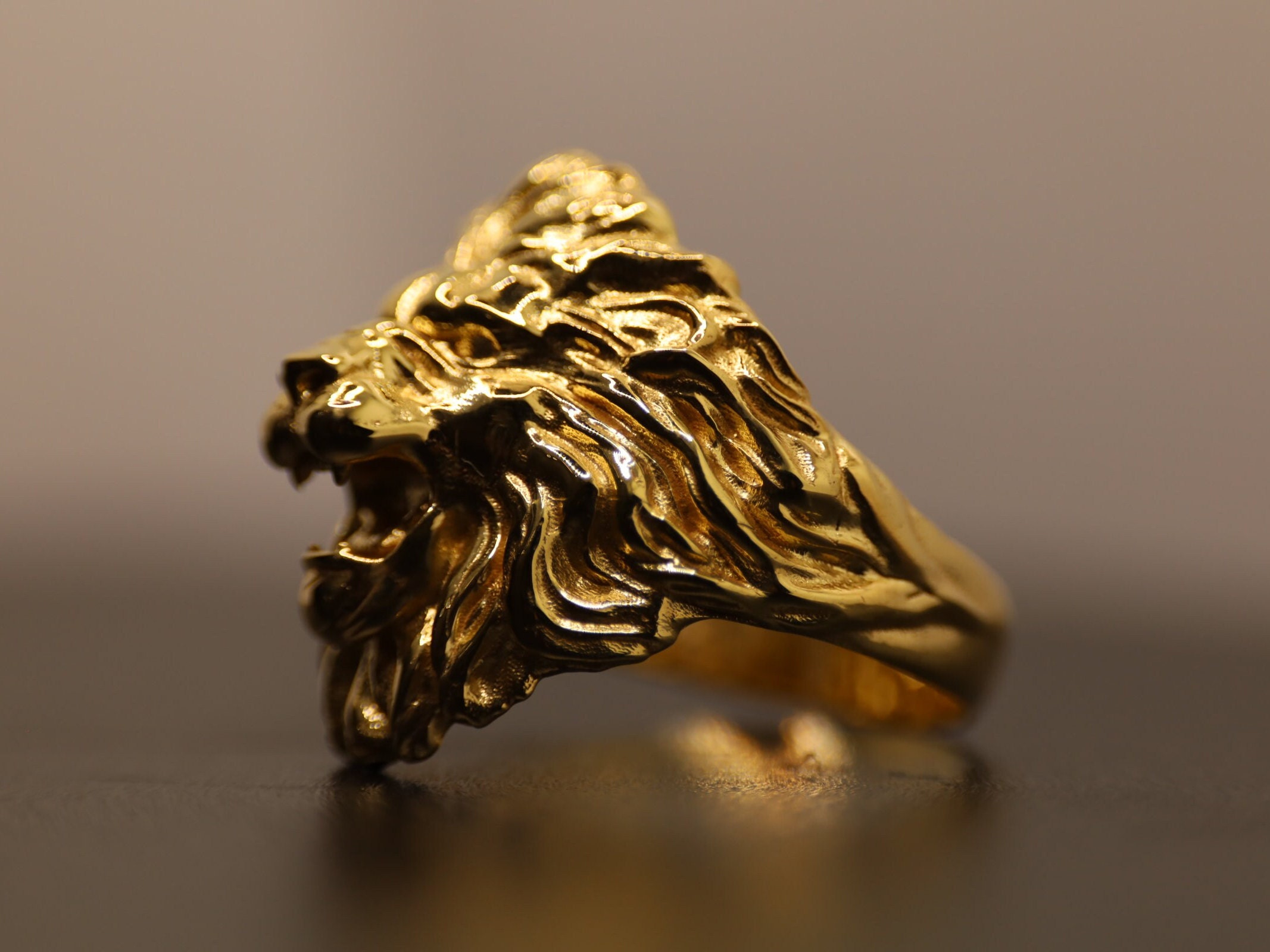 Lion Gold Ring, Wild Animal Ring, Signet Lion Ring, Lion Men's Gold ...