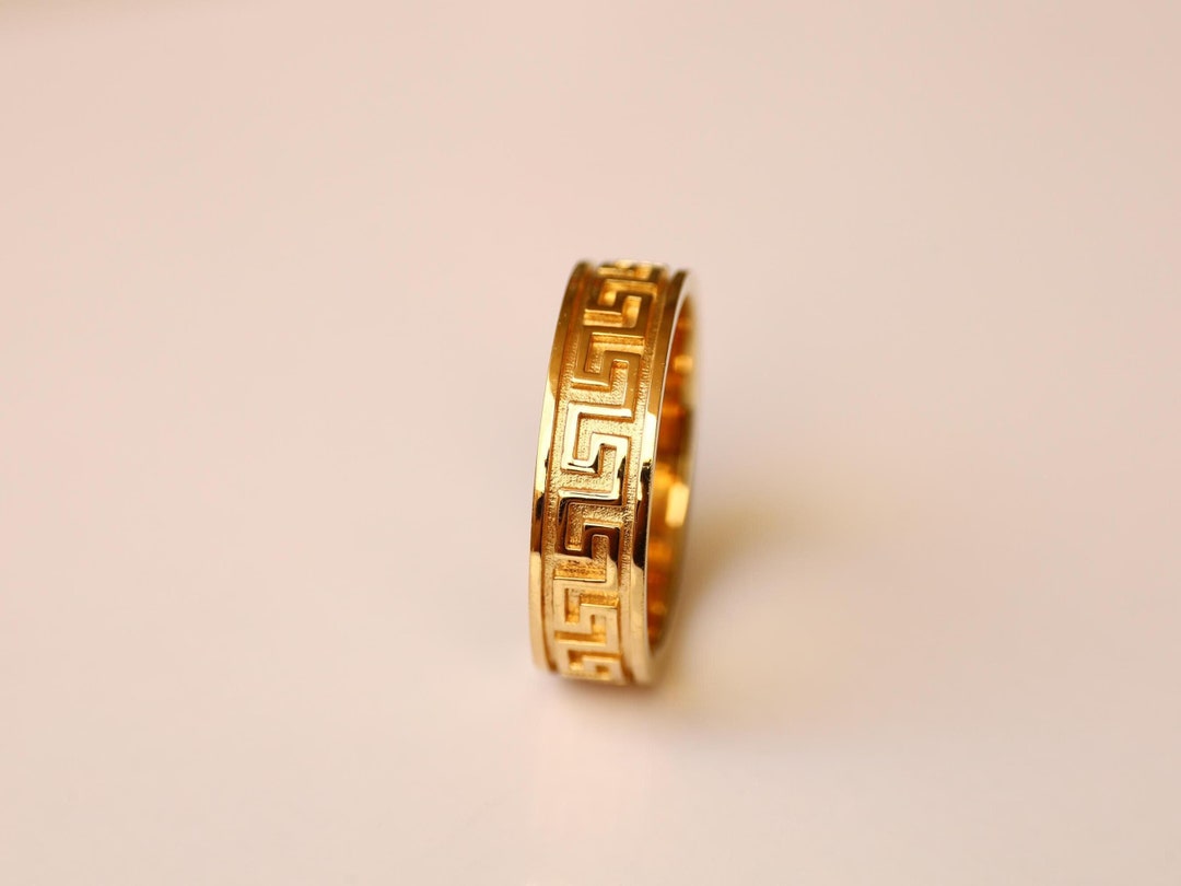 Greek Pattern Band Ring, 925 Silver, Ancient Greek Ring, Eternity Greek ...