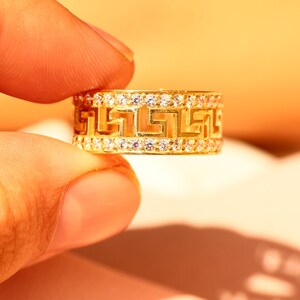 14k Solid Gold Greek Key Ring, Ancient Greek Ring, Eternity Greek Key ...