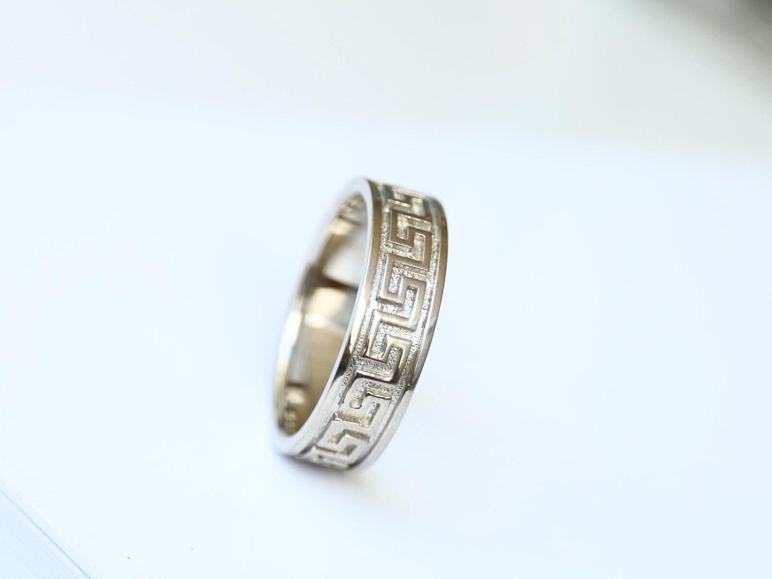 Solid Gold Greek Pattern Band Ring, Ancient Greek Ring, Eternity Greek ...