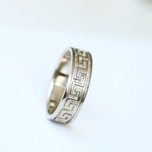 Solid Gold Greek Pattern Band Ring, Ancient Greek Ring, Eternity Greek ...