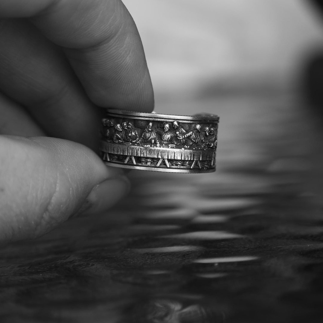 Leonardo the Last Supper Jesus Silver Ring, Unique Christian Ring ...