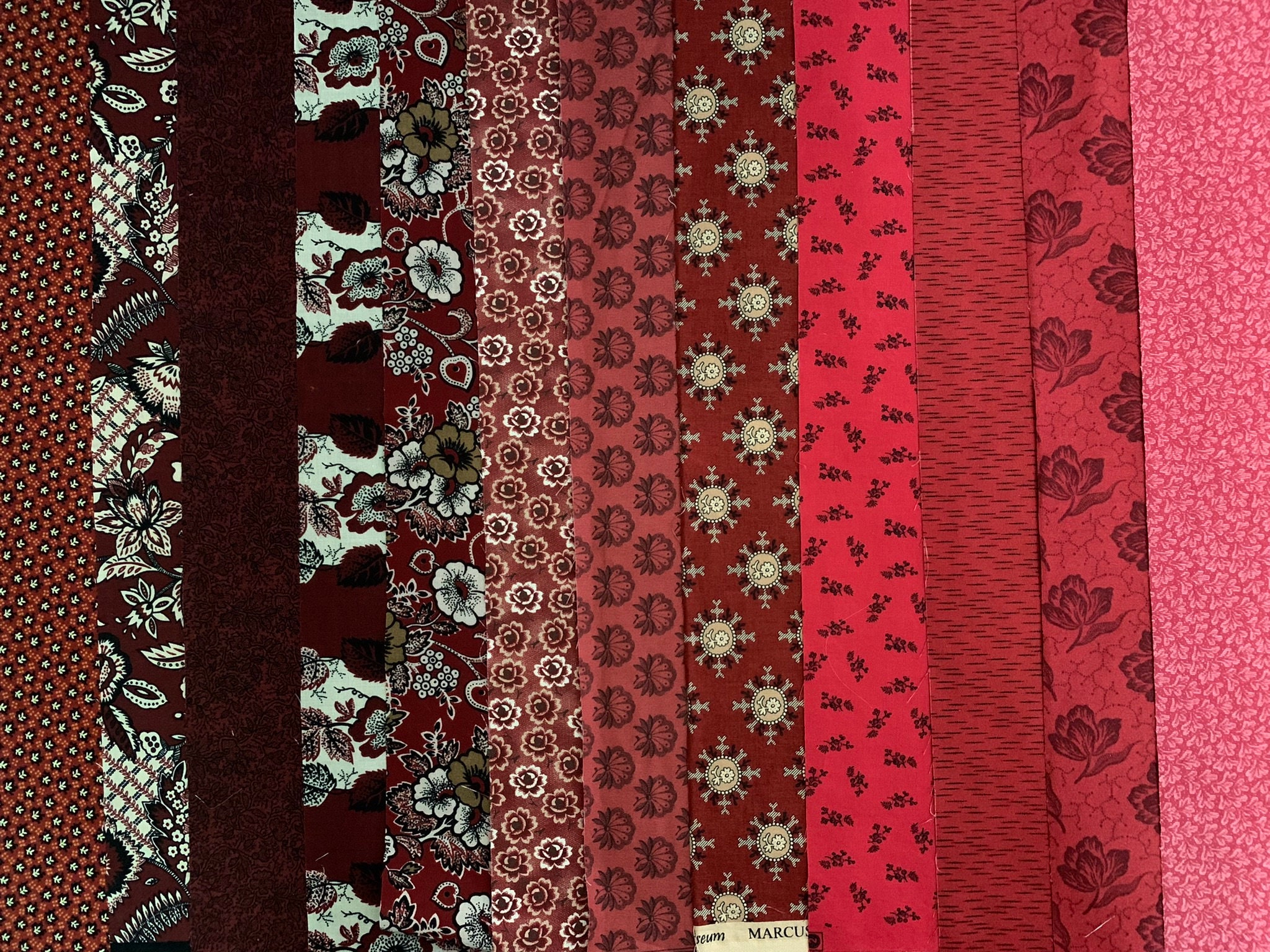 Civil War Reproduction Fabrics Madders and Reds 12 Different Fat ...