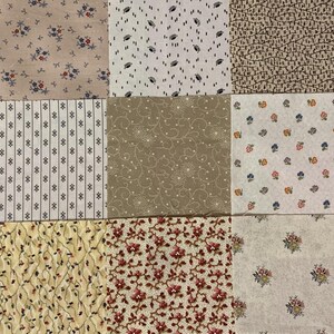 1800's Reproduction Fabrics 5 Cotton Squares Light/medium 60 Different ...