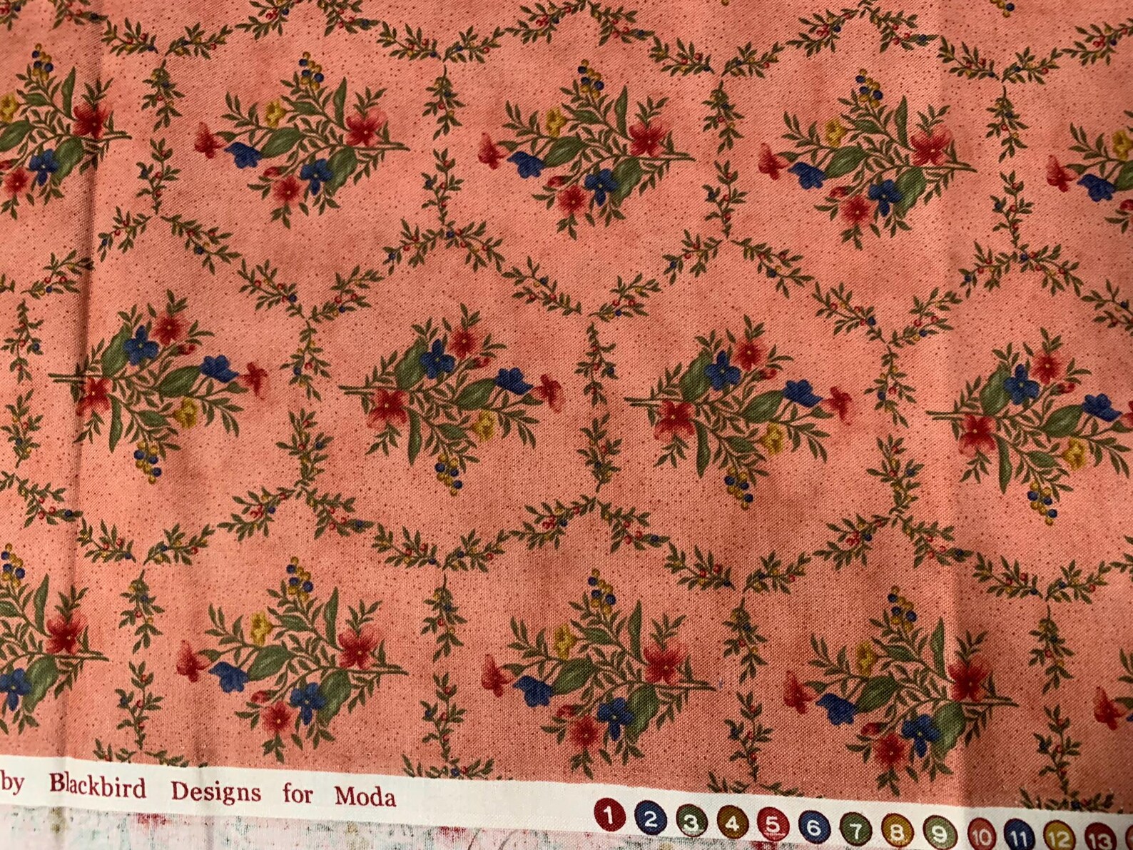 Lovina's Pressed Flowers by Blackbird Designs for Moda Pink Background ...