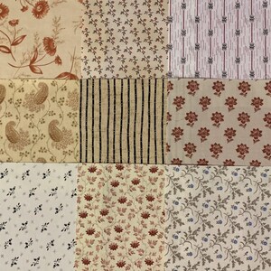 1800's Reproduction Fabrics 5 Cotton Squares Light/medium 60 Different ...
