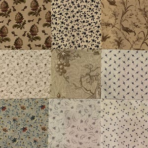 1800's Reproduction Fabrics 5 Cotton Squares Light/medium 60 Different ...