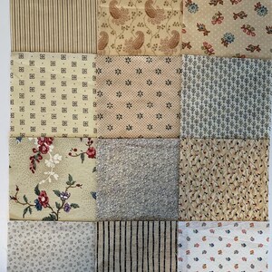 1800's Reproduction Fabrics 5 Cotton Squares Light/medium 60 Different ...