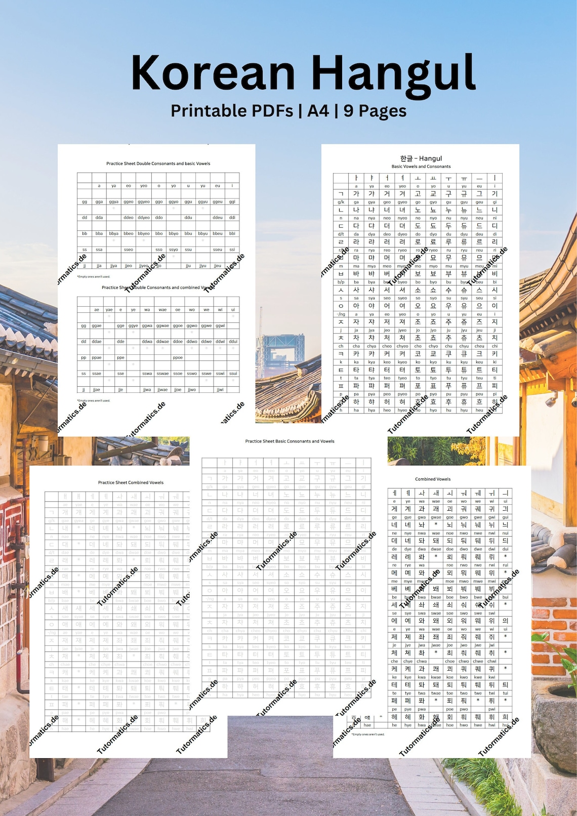 Korean Alphabet Hangul Printable Digital Goodnotes Notability Learn ...