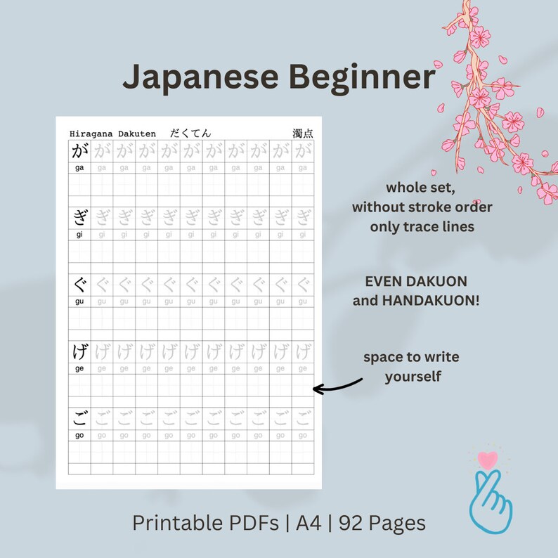 Japanese Hiragana for Beginners | Writing Practice Exercise Book ...