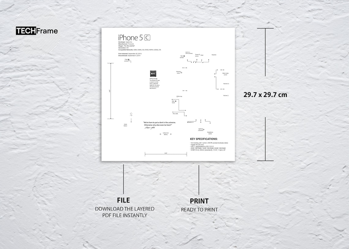IPhone 5C Framed Teardown Template - Etsy