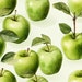 Watercolor Green Apples Digital Paper, Printable Textures Scrapbook ...