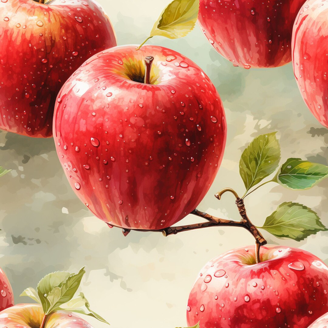 Watercolor Red Apples Digital Paper, Printable Textures Printable ...