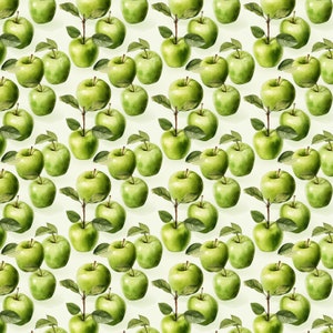 Watercolor Green Apples Digital Paper, Printable Textures Scrapbook ...