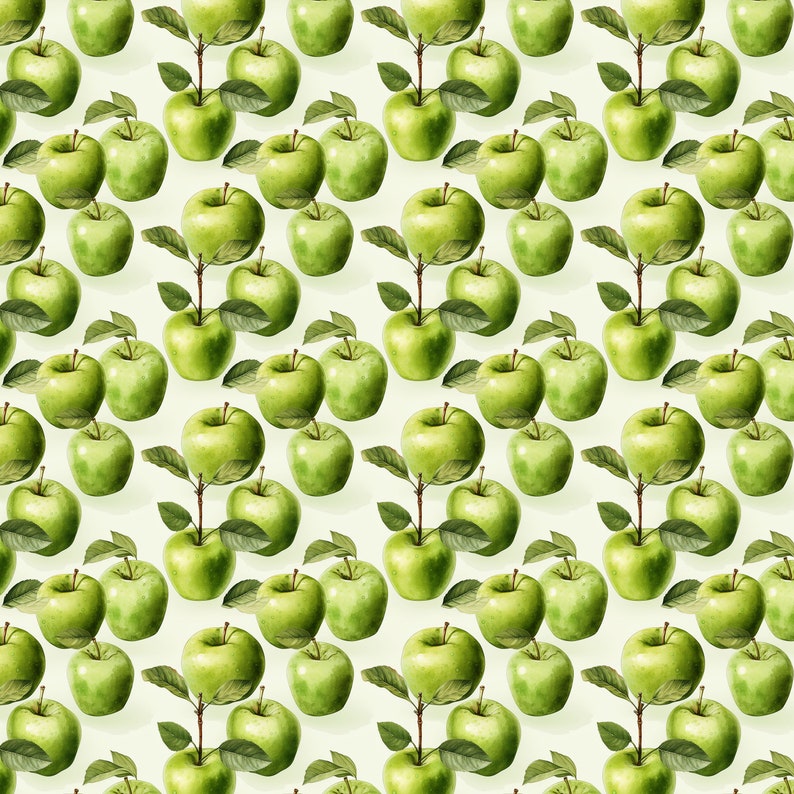 Watercolor Green Apples Digital Paper, Printable Textures Scrapbook ...