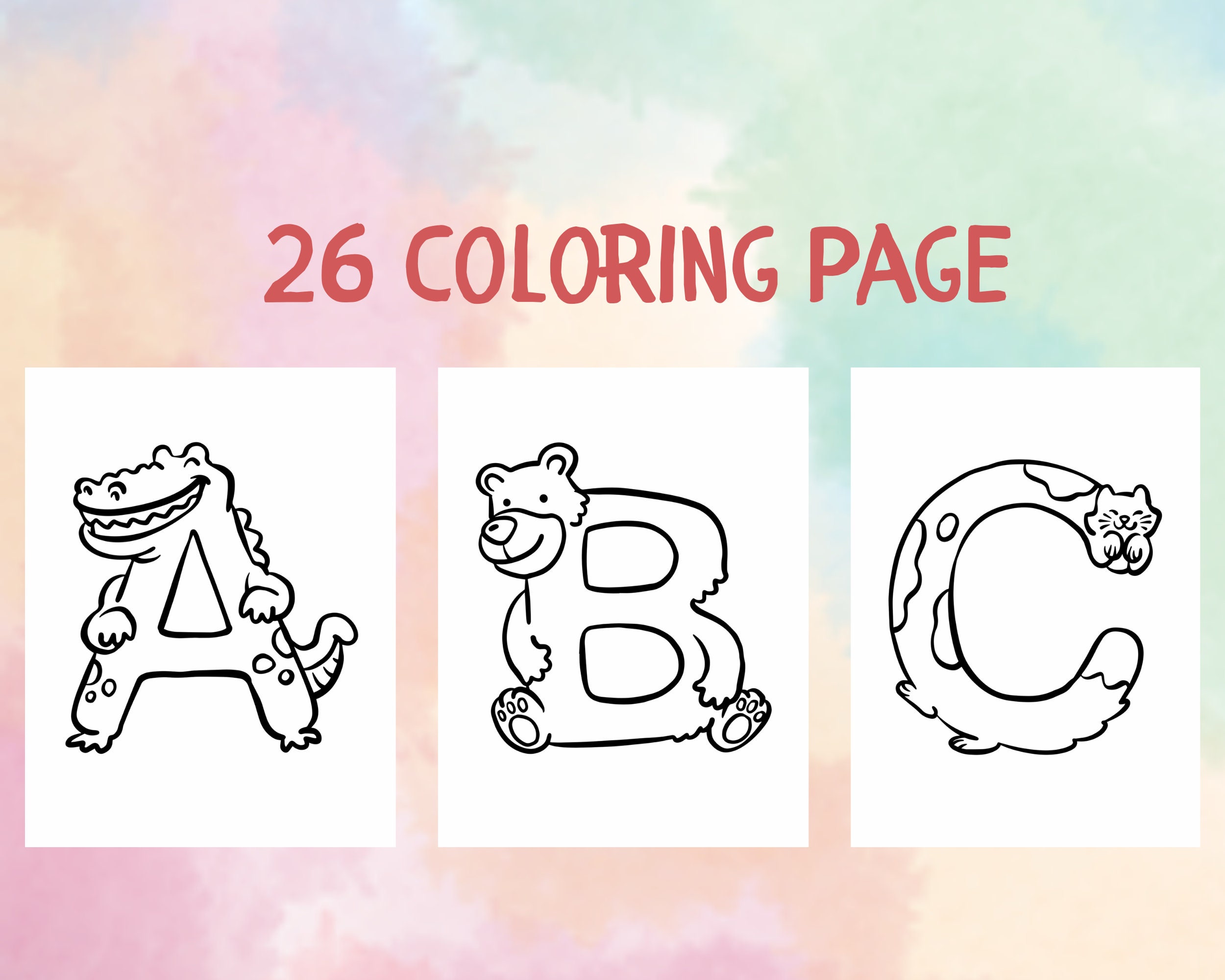 ABC Alphabet Coloring Pages Sheets Printable Digital Worksheets for ...