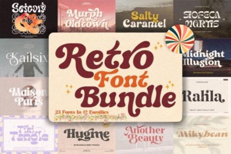 Retro Fonts Bundle - Etsy