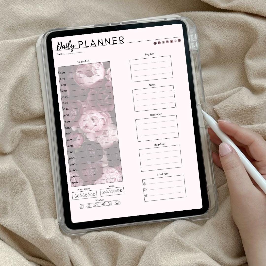 Printable Daily Digital Planner, Digital Planner Undated, iPad ...