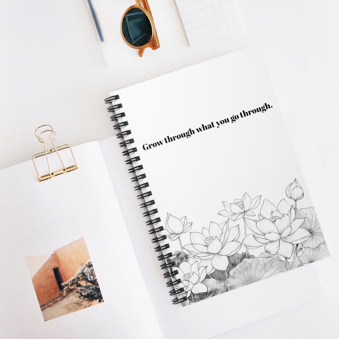Lotus Growth Notebook Inspirational Floral Spiral Journal - Etsy