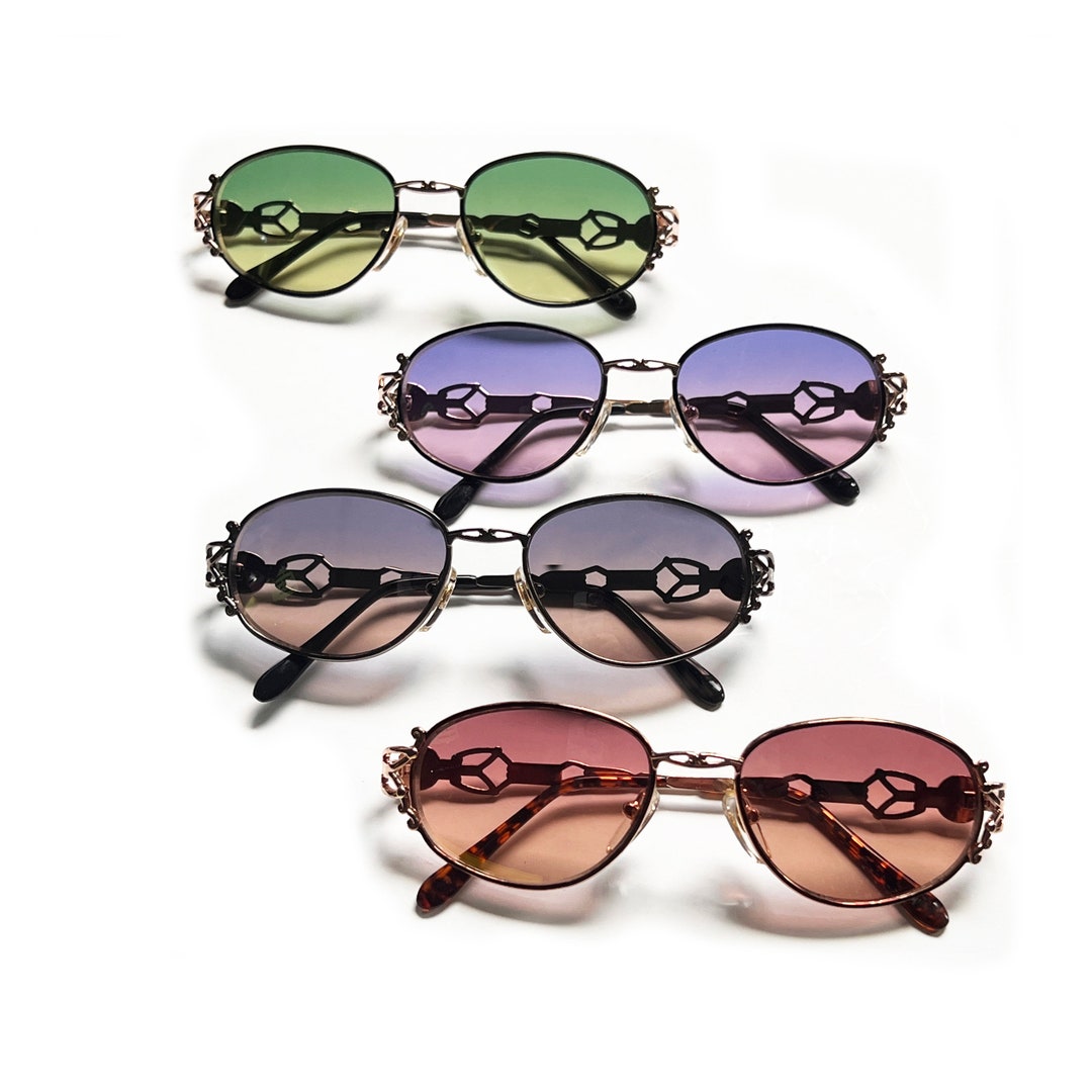 Cool Color Tint Sunglasses Metal Frame Ombre Shade Green Purple Pink ...