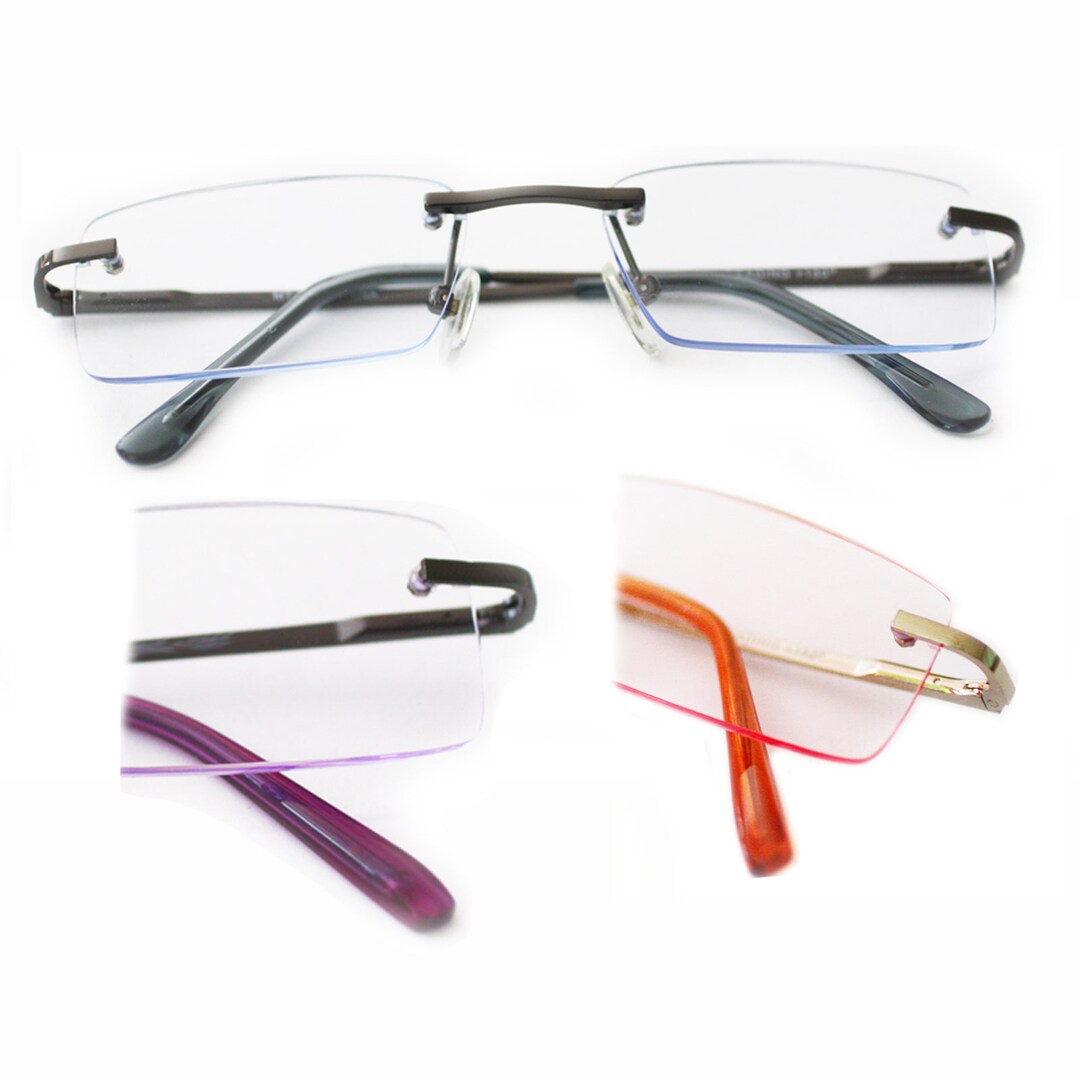 Hip Color Tint Reading Glasses Frameless Pink Blue Purple Topaz Gray 150 To 275 Etsy