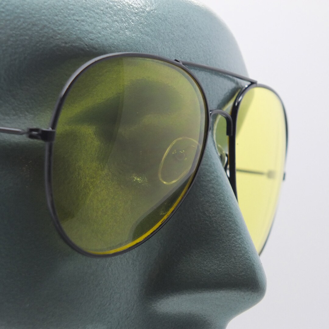 Yellow Lens Aviator Metal Black Frame Driving Glasses Shades - Etsy