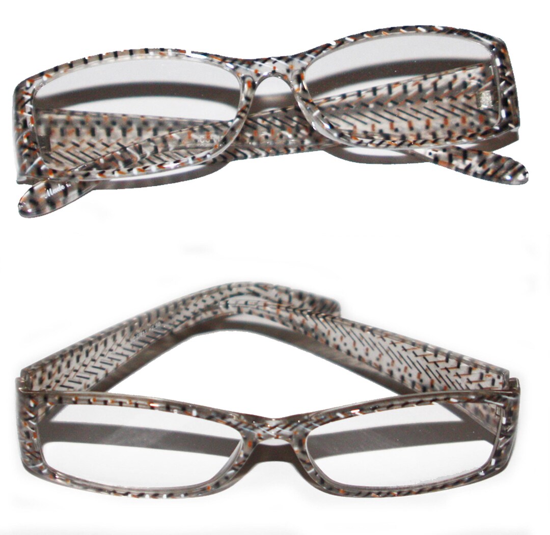 Reading Glasses ~ Snake Check Graphic ~ White Brown Design Frame +1.75 ...