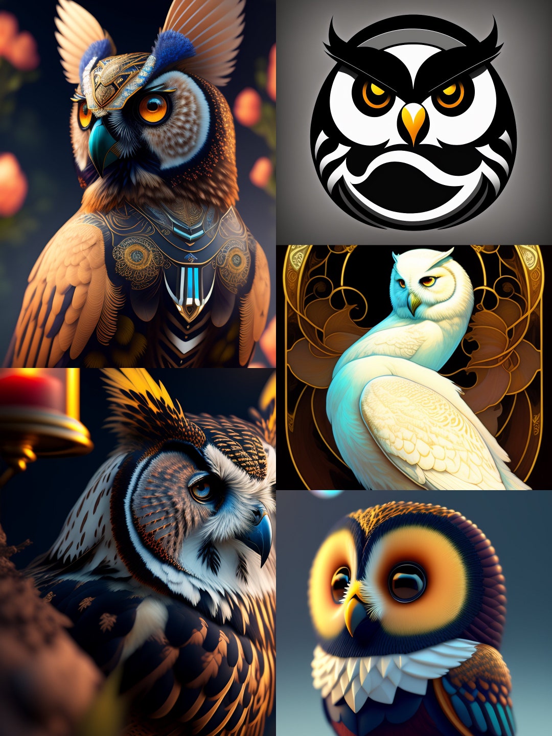 Good Luck Owl Painting Sticker Wallpaper Download and Use - Etsy