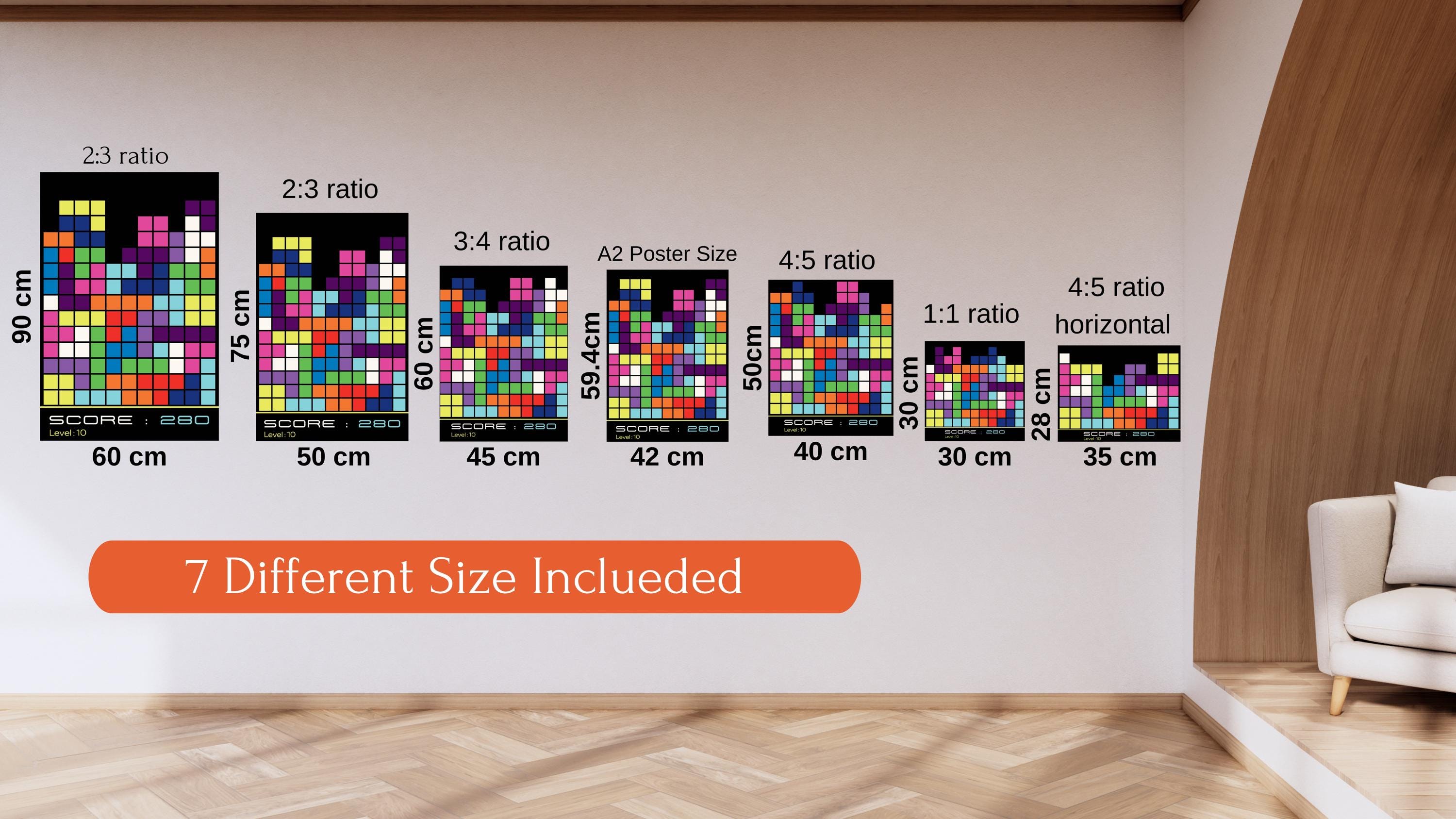 Colorful Tetris Inspired Poster - Modern Abstract Wall Art (digital ...