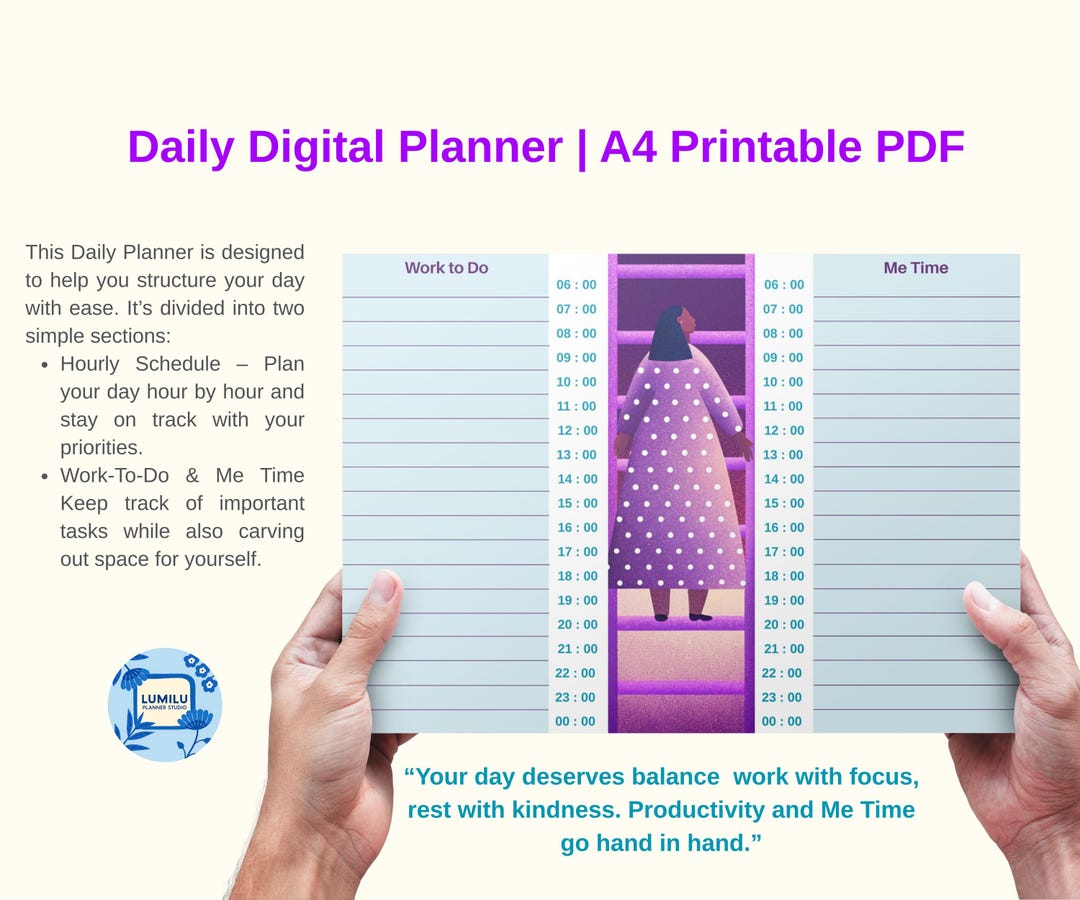 Minimalist Daily Planner: A4 Printable PDF for ADHD (digital Download ...