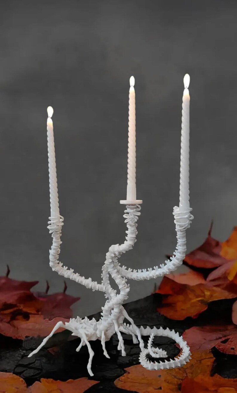 Halloween Spinal Candle Stick Holder Decor Disturbing Spooky Halloween ...