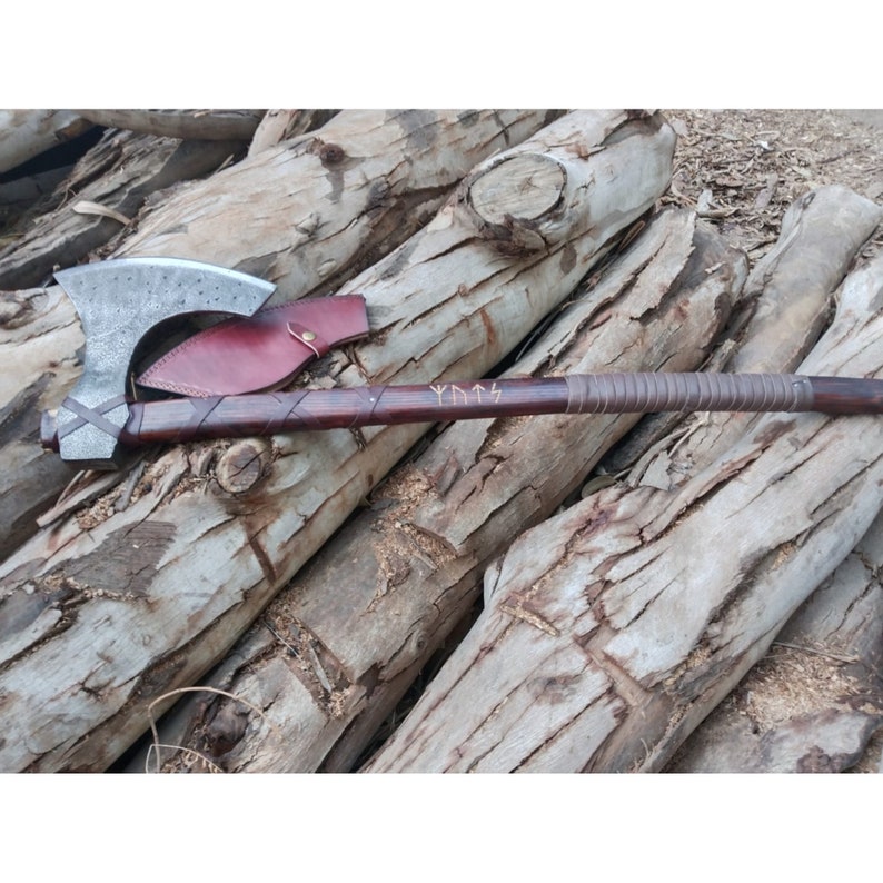 Hand Forged Steel Axe, Norse Battle Axe, Scandinavian Style Viking Axe, Two Handed Berserker Axe ...