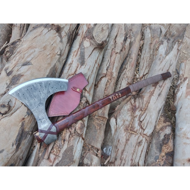 Hand Forged Steel Axe, Norse Battle Axe, Scandinavian Style Viking Axe, Two Handed Berserker Axe ...