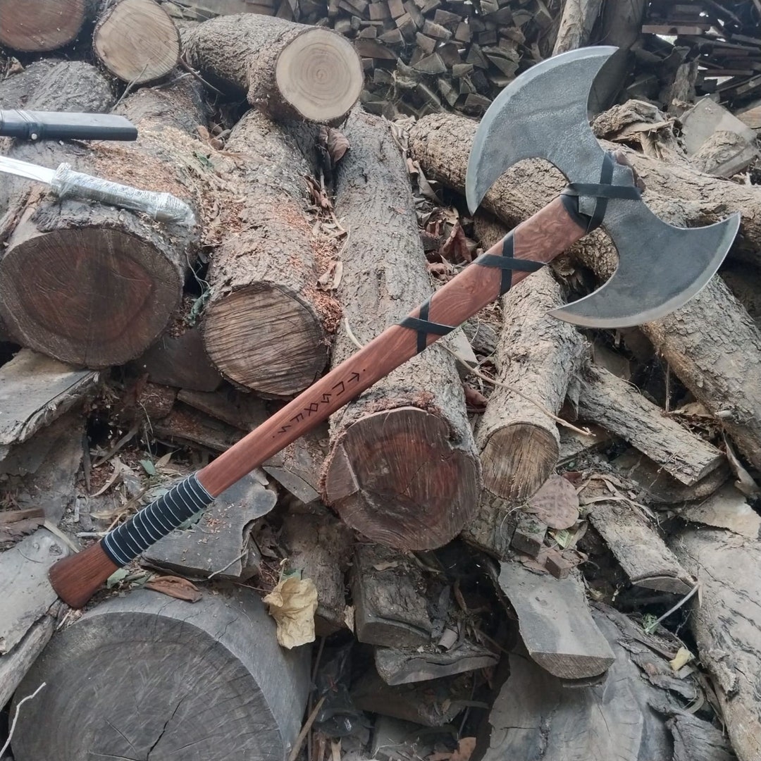 Hand Forged Steel Axe, Double Blade Axe, Forest Axes Hewing Axe Broad ...