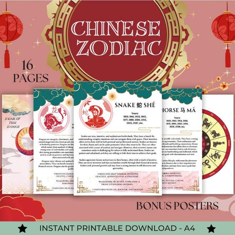 Chinese Calendar Zodiac - Etsy